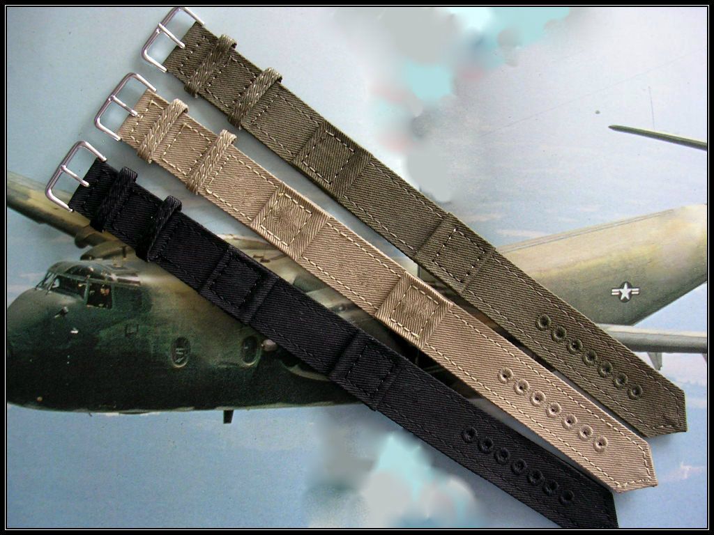 Canvas WWII 1pc Military Army drab watch band strap MoD nato IW SUISSE ...
