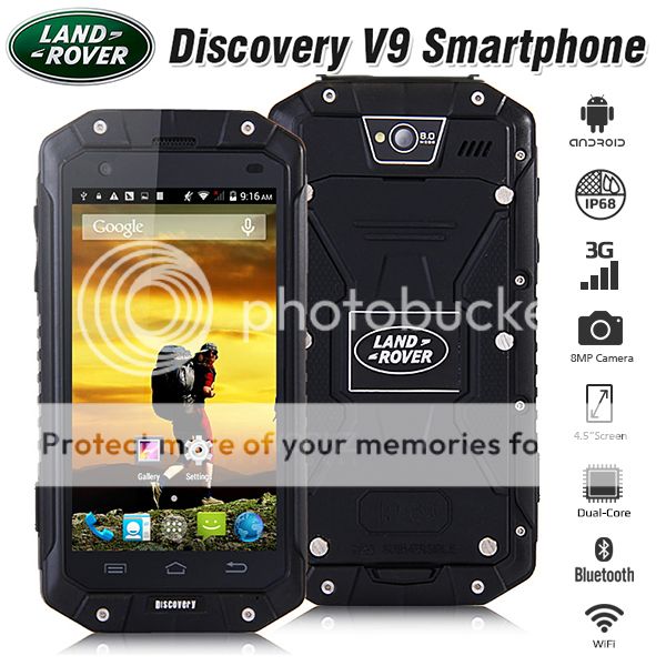 Unlocked LAND ROVER Discovery V9 Black IP68 4.5" 3G Rugged Smartphone ...
